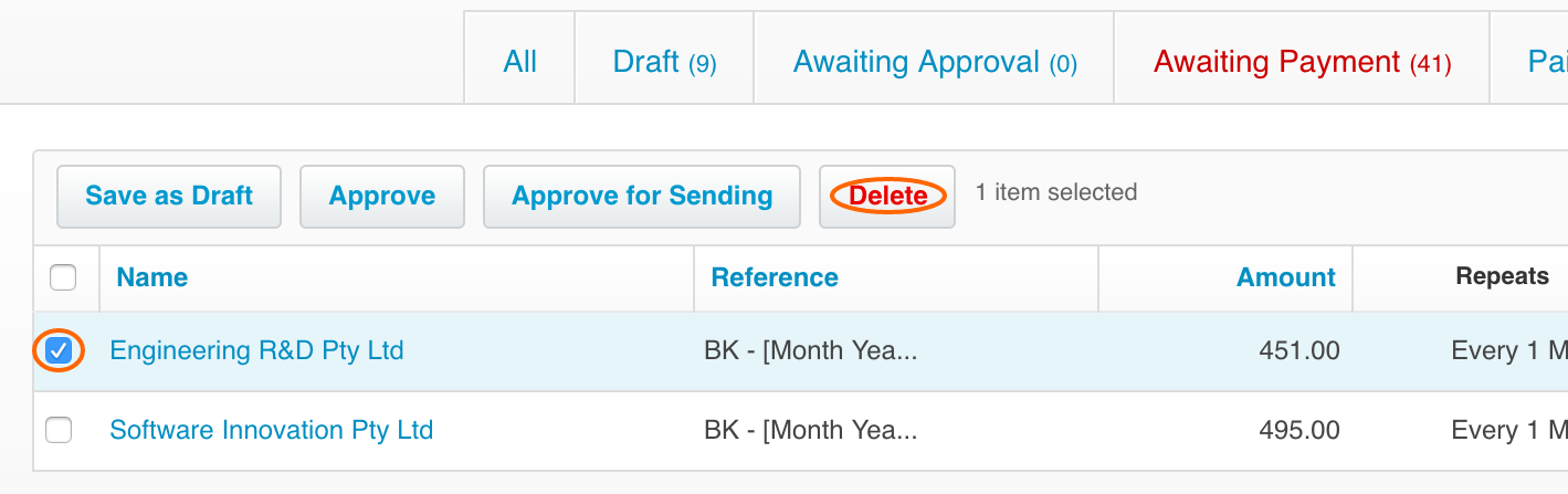 How To Delete edit Recurring repeating Invoice In Xero
